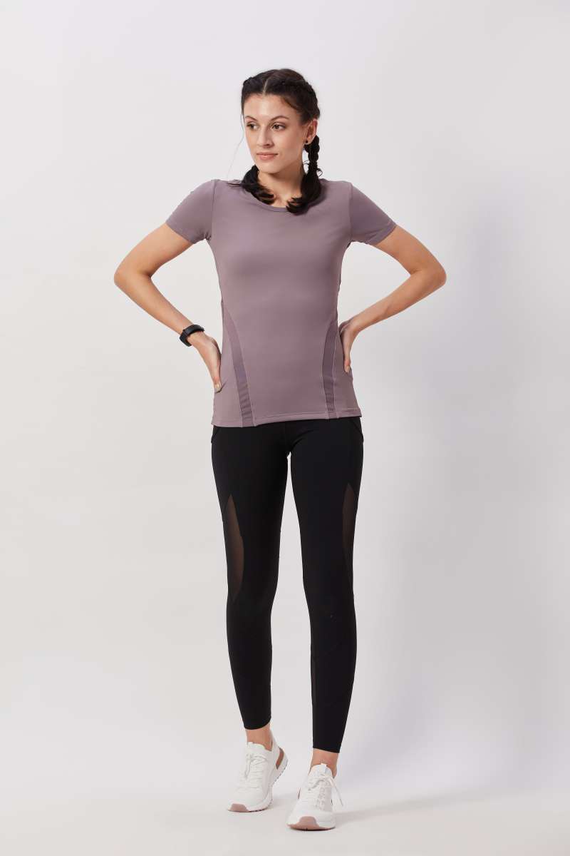 Breathable Mesh Workout Top - Plum